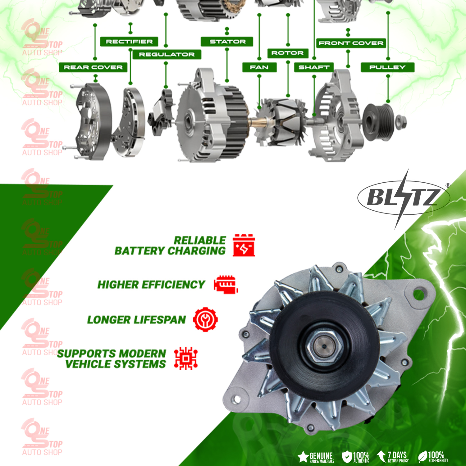 MAZDA R2 RF B2200 ALTERNATOR ASSEMBLY WITH PUMP 12V 50A SINGLE PULLEY ...