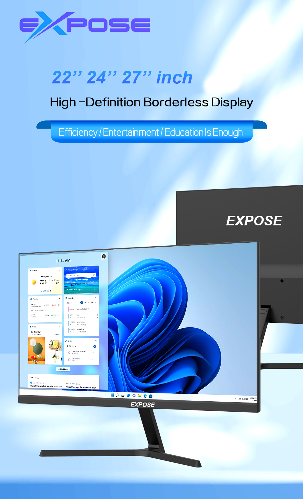 Expose Monitor 24 inch curved 75Hz/165Hz desktop IPS computer monitors ...