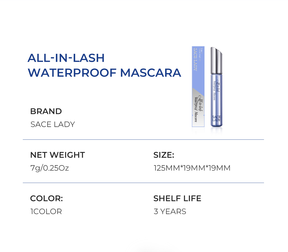 SACE LADY All-in-lash Waterproof Mascara 24H Long Lasting Volume ...