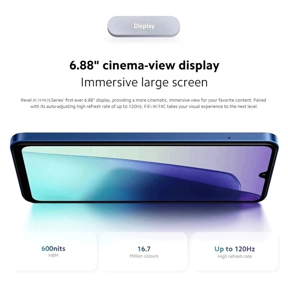 MI 14C 5G Smartphone - 6.88" FHD Display, 8GB RAM + 256GB ROM, 5160mAh ...