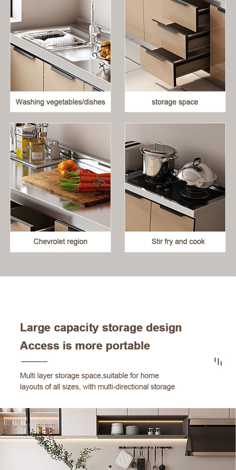 ALVIN Stainless Steel Kitchen Cabinet Set Simple Gas Stove Storage ...