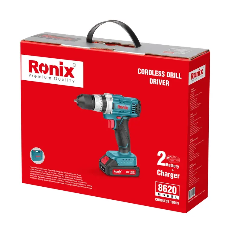 Ronix 8620 Cordless Impact Drill Driver 10mm | 20V | 1.5Ah Lithium-Ion ...