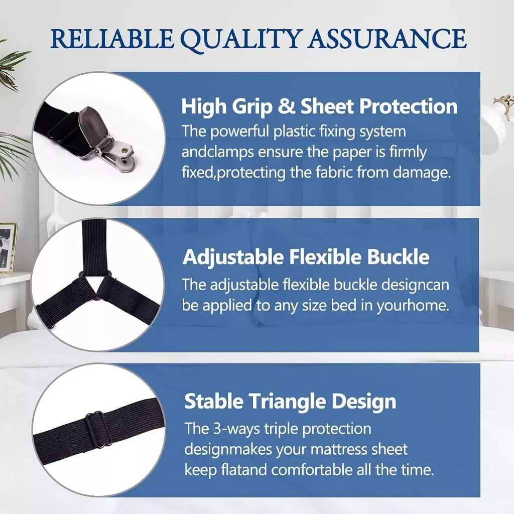 6 Sides 12 Claws Bed Sheet Clips Set Adjustable Non Slip Holder Straps ...