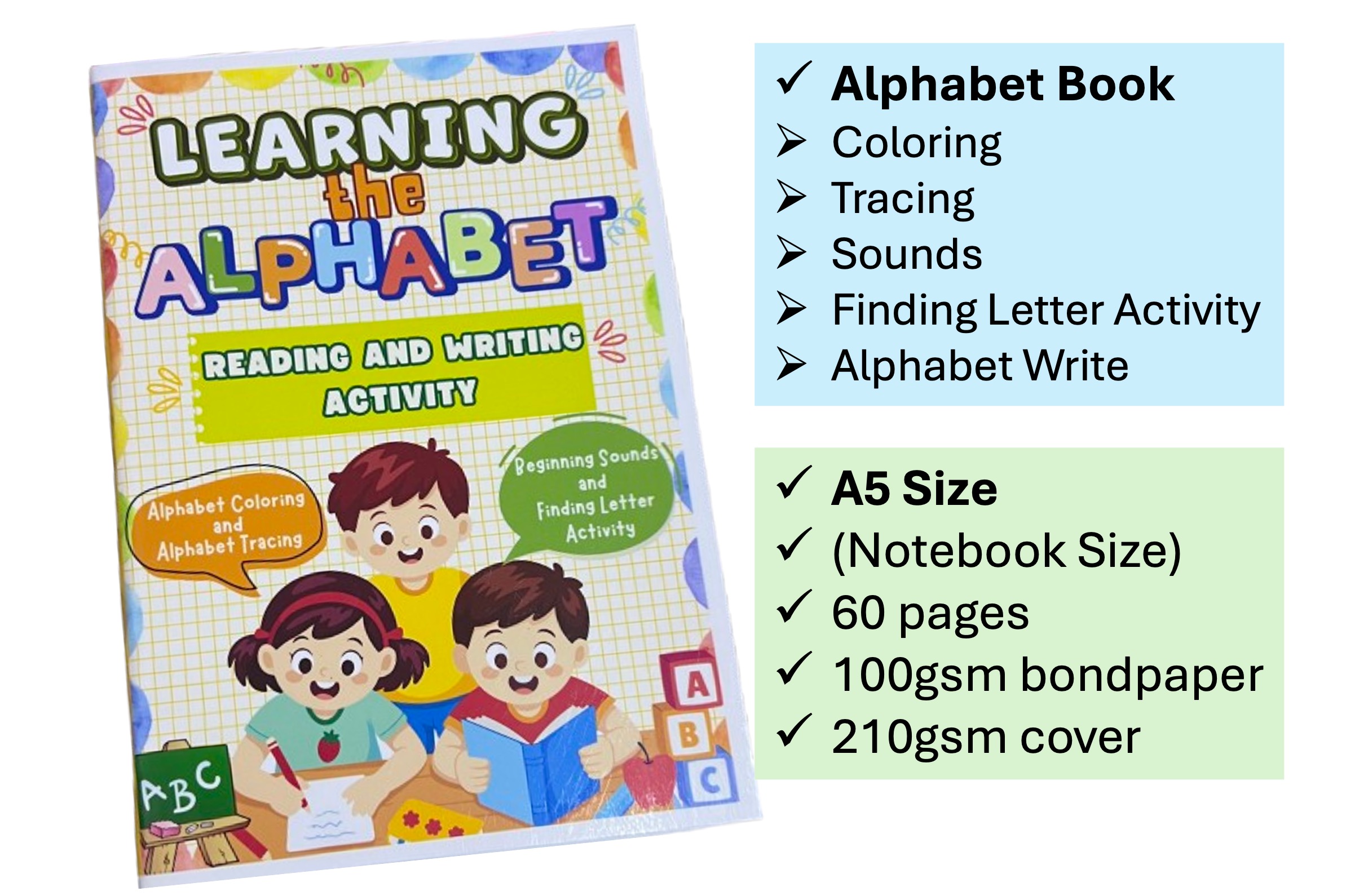 Alphabet Book (Writing, Coloring, Sounds, Activity) for 3-6yrs old ...