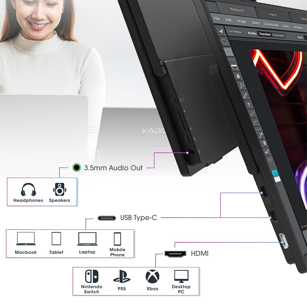 Nvision 15.6" Portable Monitor FHD 60HZ IPS Ultra-Slim Laptop Screen ...