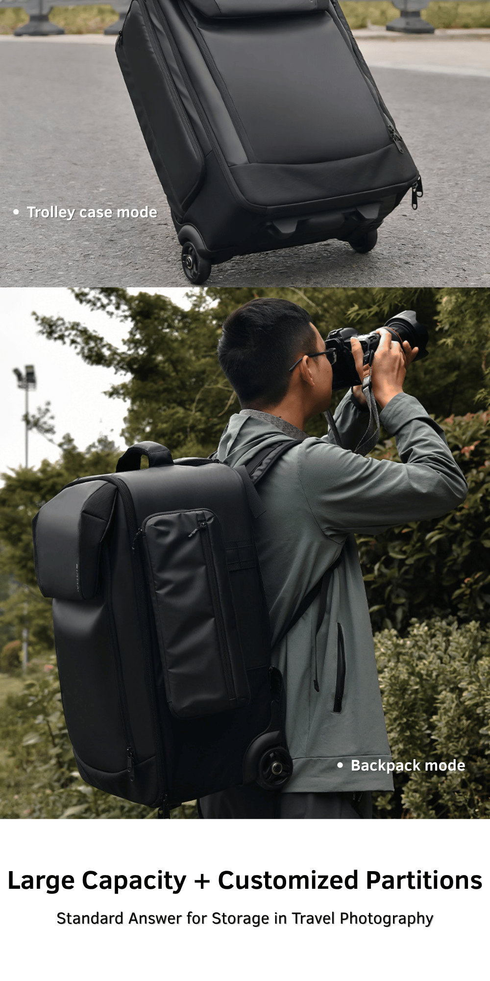 Eirmai 44L / 53L Falcon Rolling Backpack for Camera, 16" Laptop ...