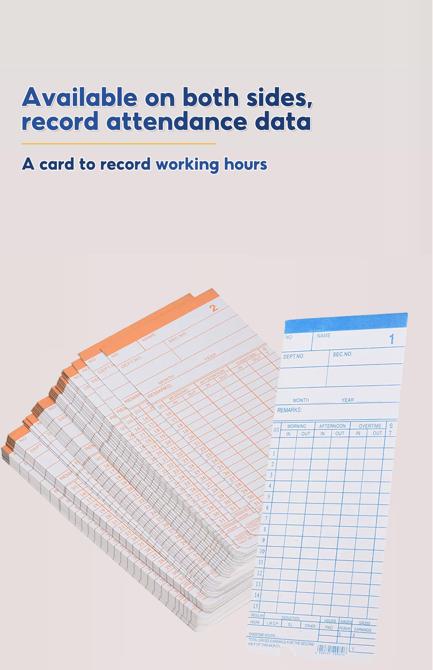 Double-side Timecard for Employee DTR Daily Attendance Time Record 100 ...