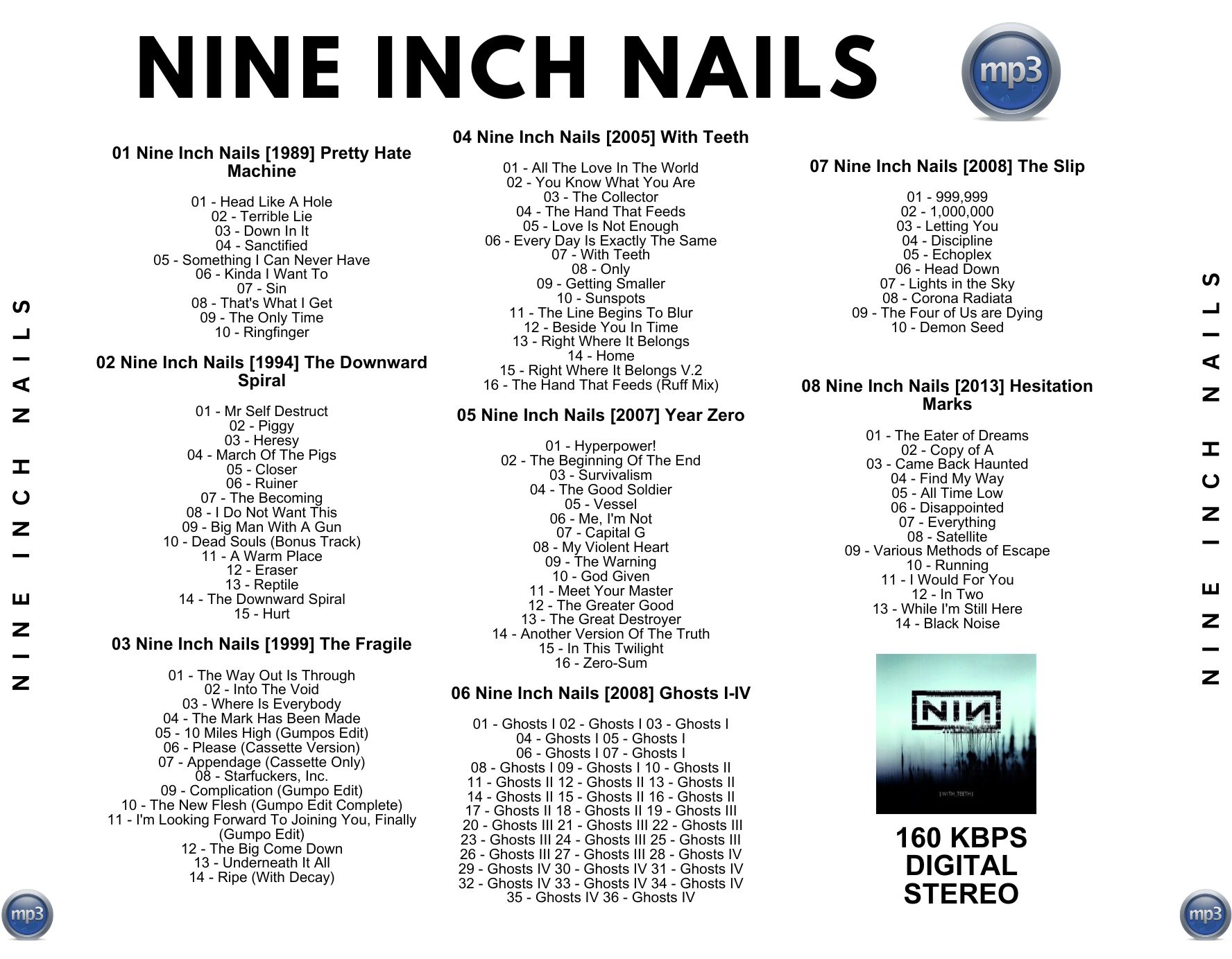 NINE INCH NAILS MP3 music CD for PCCDROM and compatibles (not playable ...
