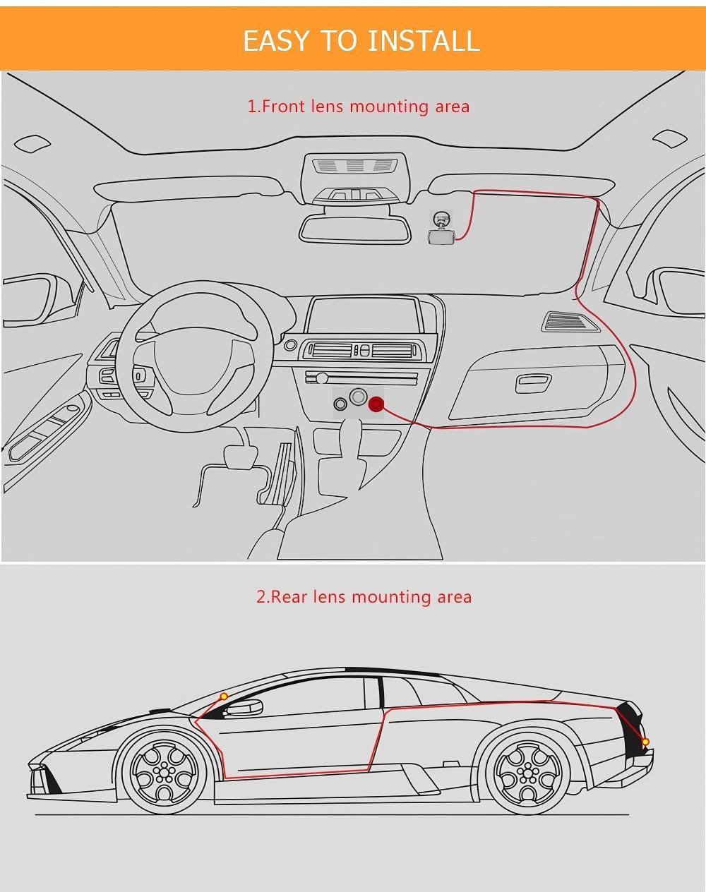 Lenovo 3 Way Dash Camera Car Front And Back with Night Vision 360 ...