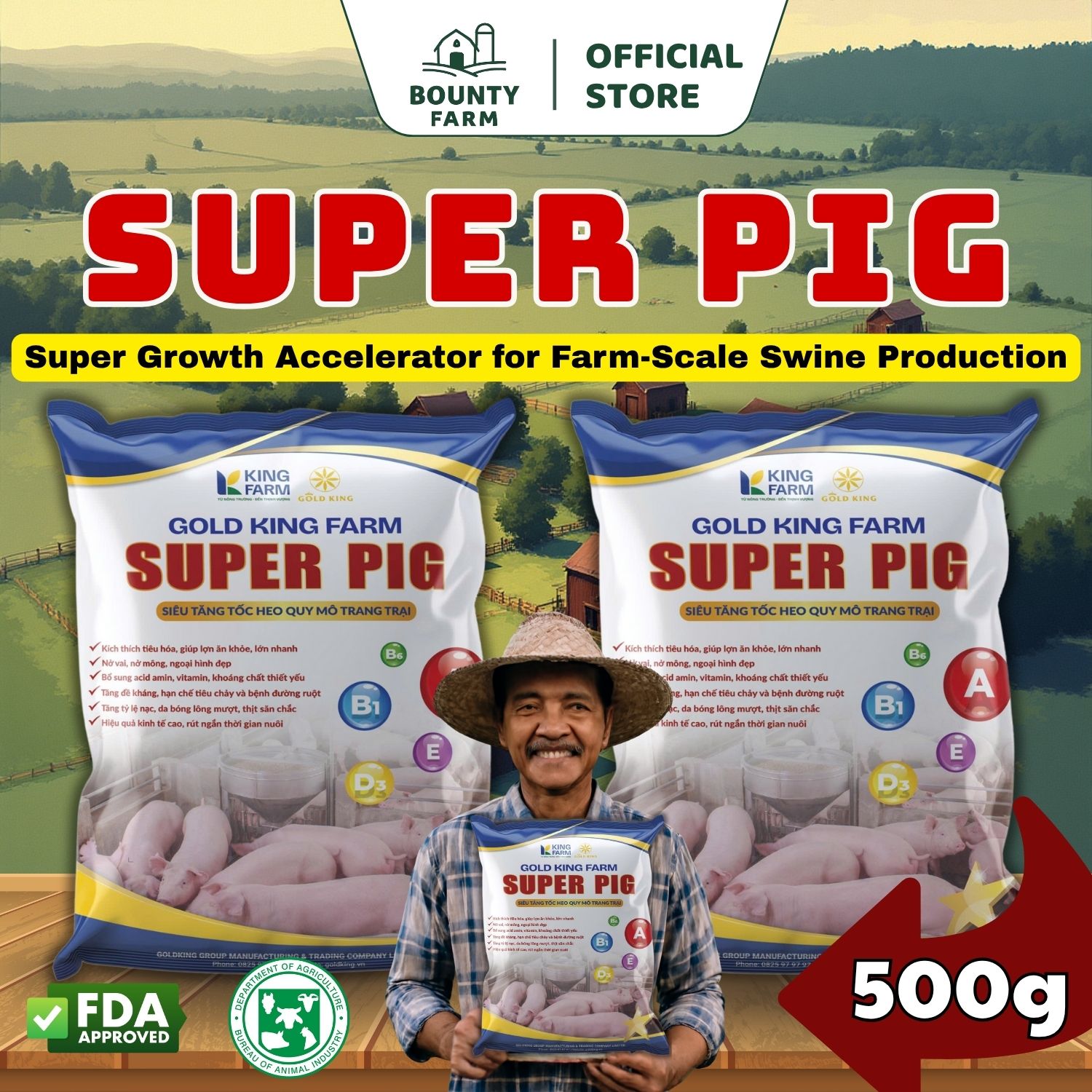 Gold King Super Pig 500G–Fast Growth & Muscle Booster for Pigs | Strong ...