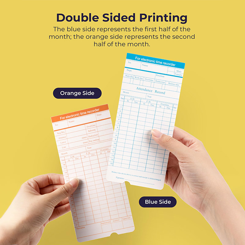 Attendance Card Monthly Timesheet Clock Timecard 300 Pack 2-Sided ...