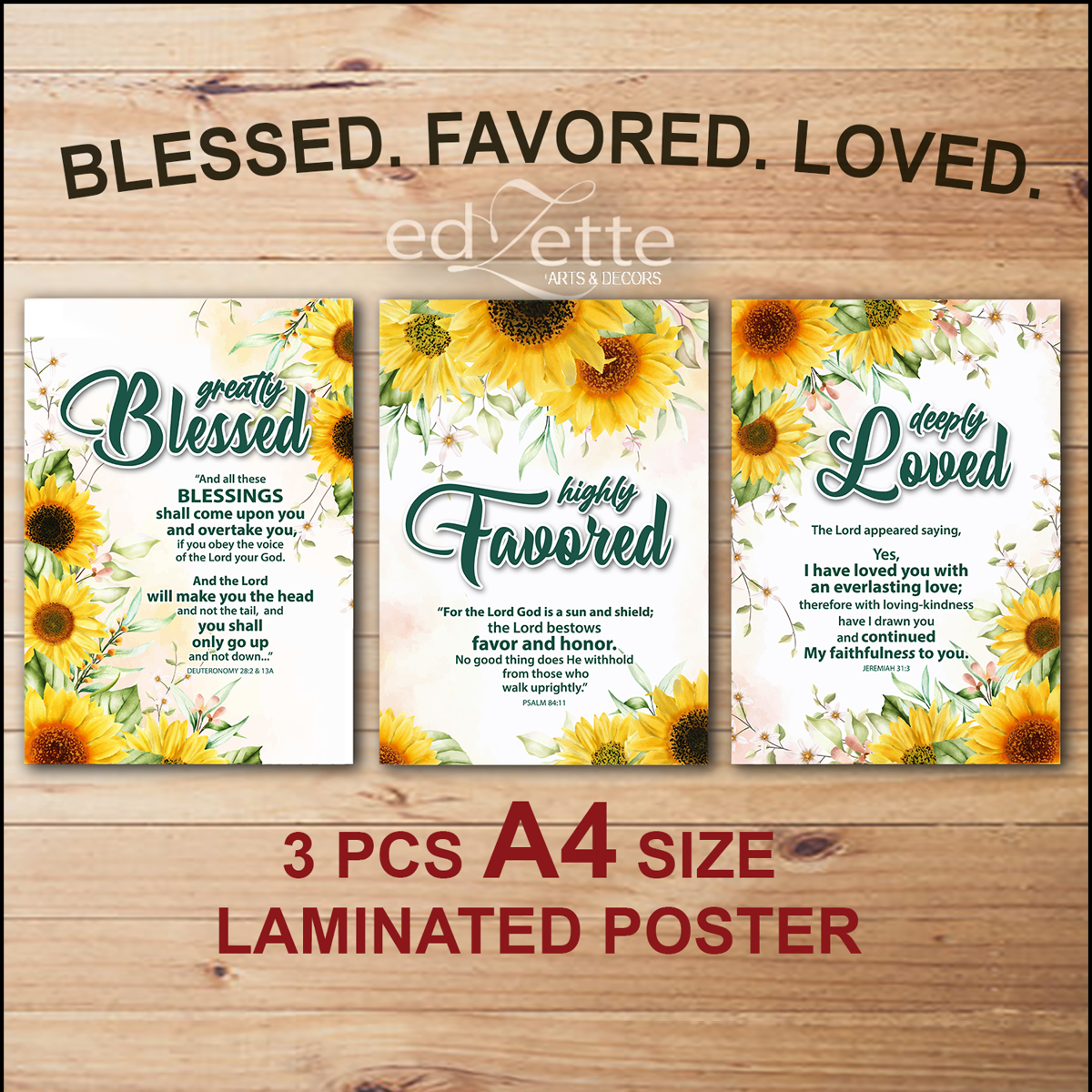 3pcs LAMINATED Bible Verse Wall Decor A4 | Inspirational quotes / Faith ...