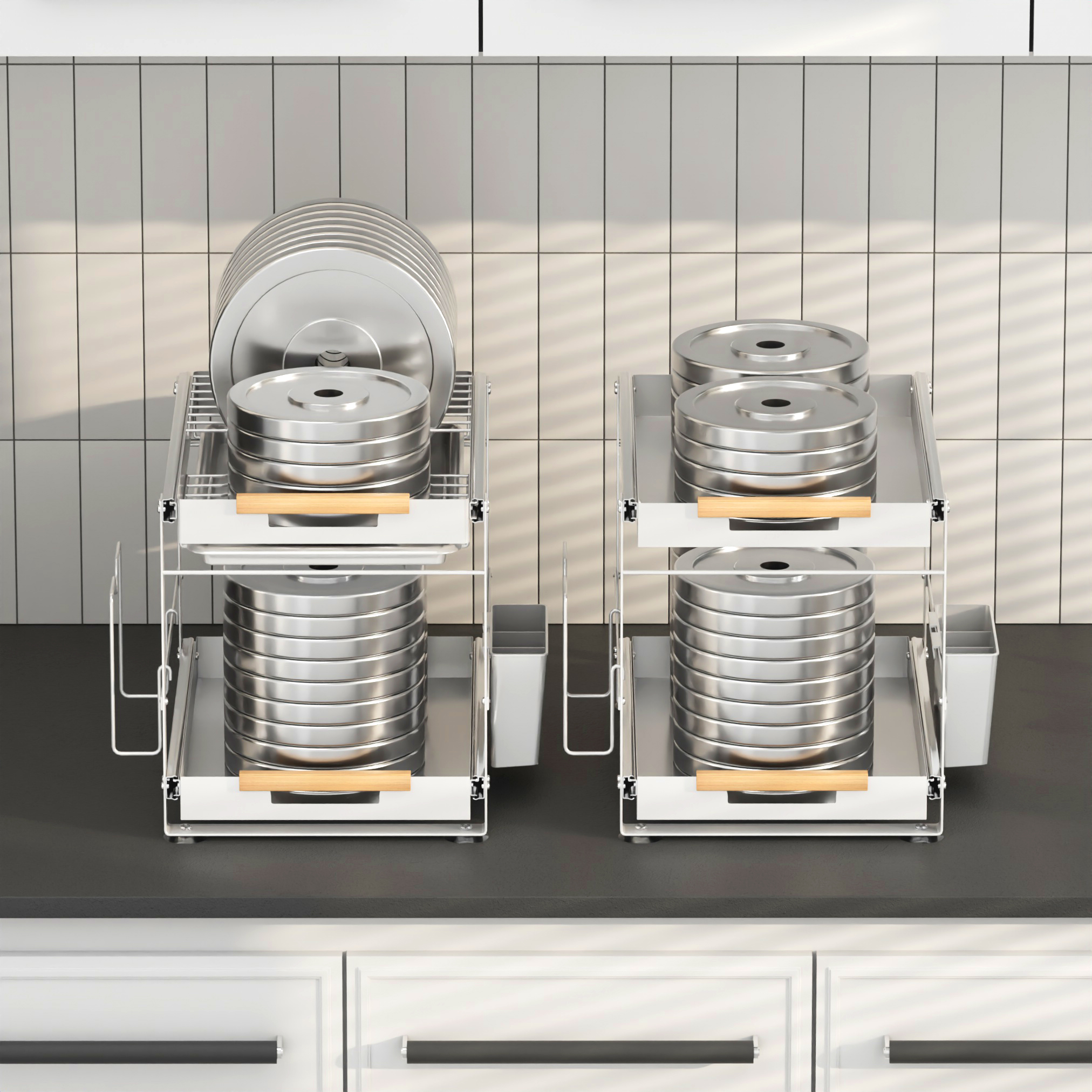 Sliding Kitchen Cabinet Sink Storage Rack Pullout Dish/Plate Condiment ...