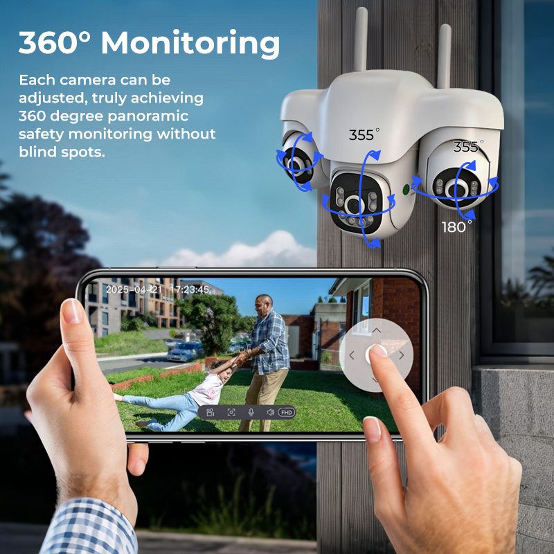 V380 Pro CCTV Camera Outdoor 12MP 4G/WiFi 3 Lens App Control Auto-rotate Night Vision Smart ...