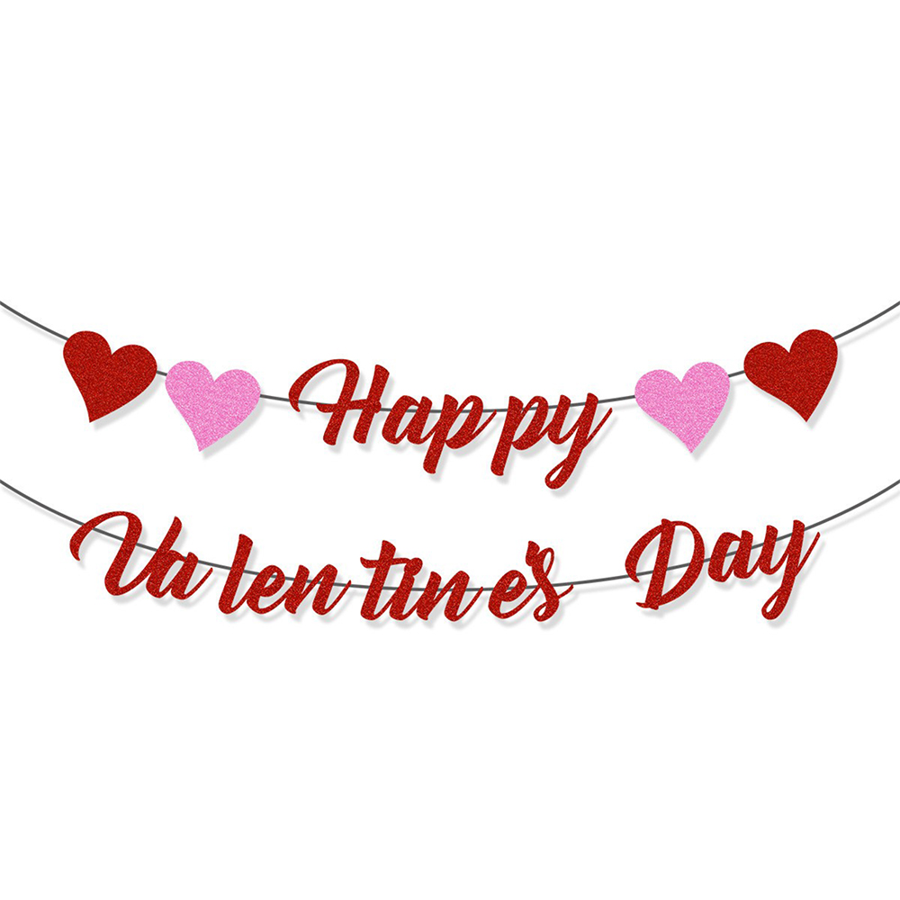 Valentine's Day Paper Decorative Banner Happy Valentine's Day Red Pink ...