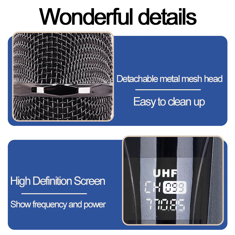 Professional Dual-Handheld UHF Wireless Microphone System with ...