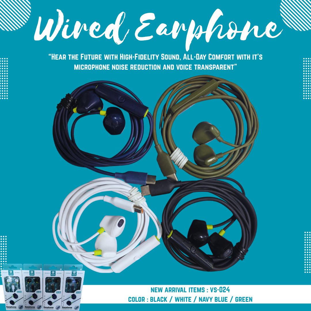 V2S VS-024 HIGH QUALITY SOUND WIRE CONTROL EARPHONE WITH MIC NOISE ...