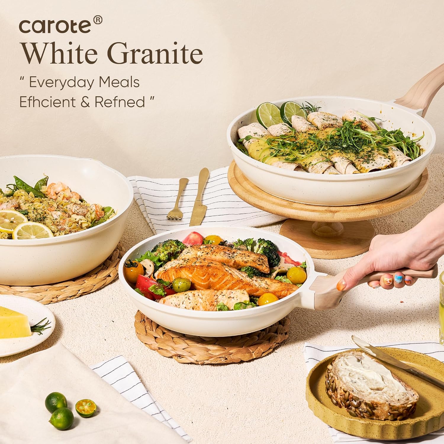 Carote Nonstick Ceramic Rock Stir-Fry Pan Wok No PFAS/PTFE/PFOA ...