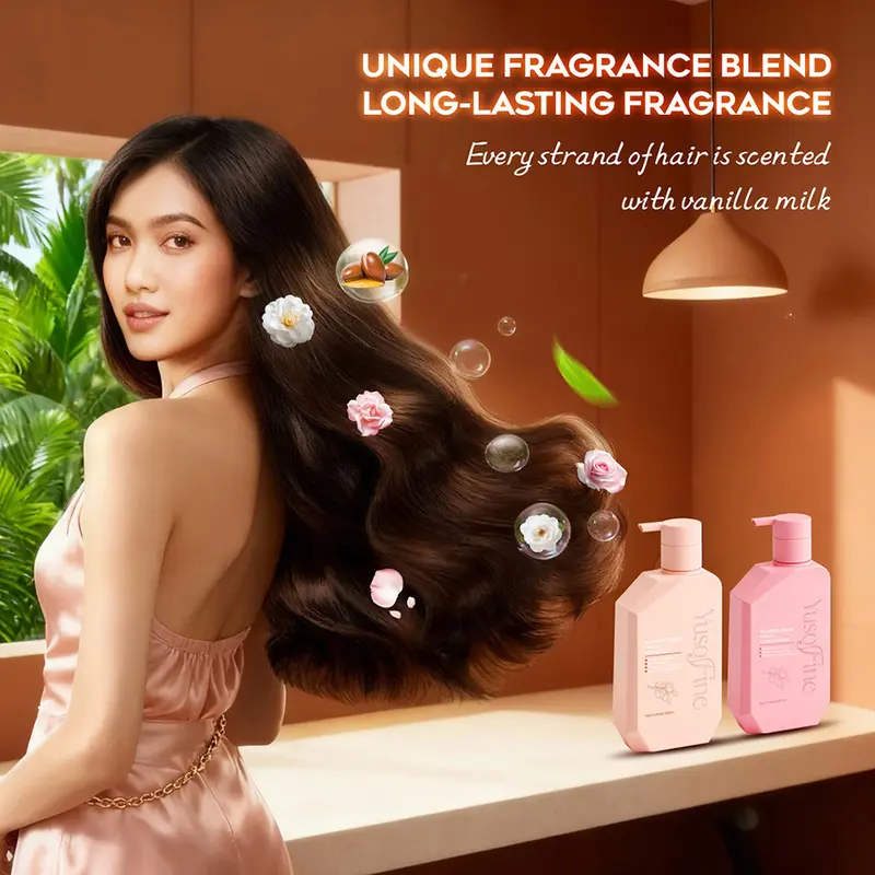 Yusofine Shampoo & Conditoner Coconut Oil Camellia Seed Oil Hydrolyzed ...