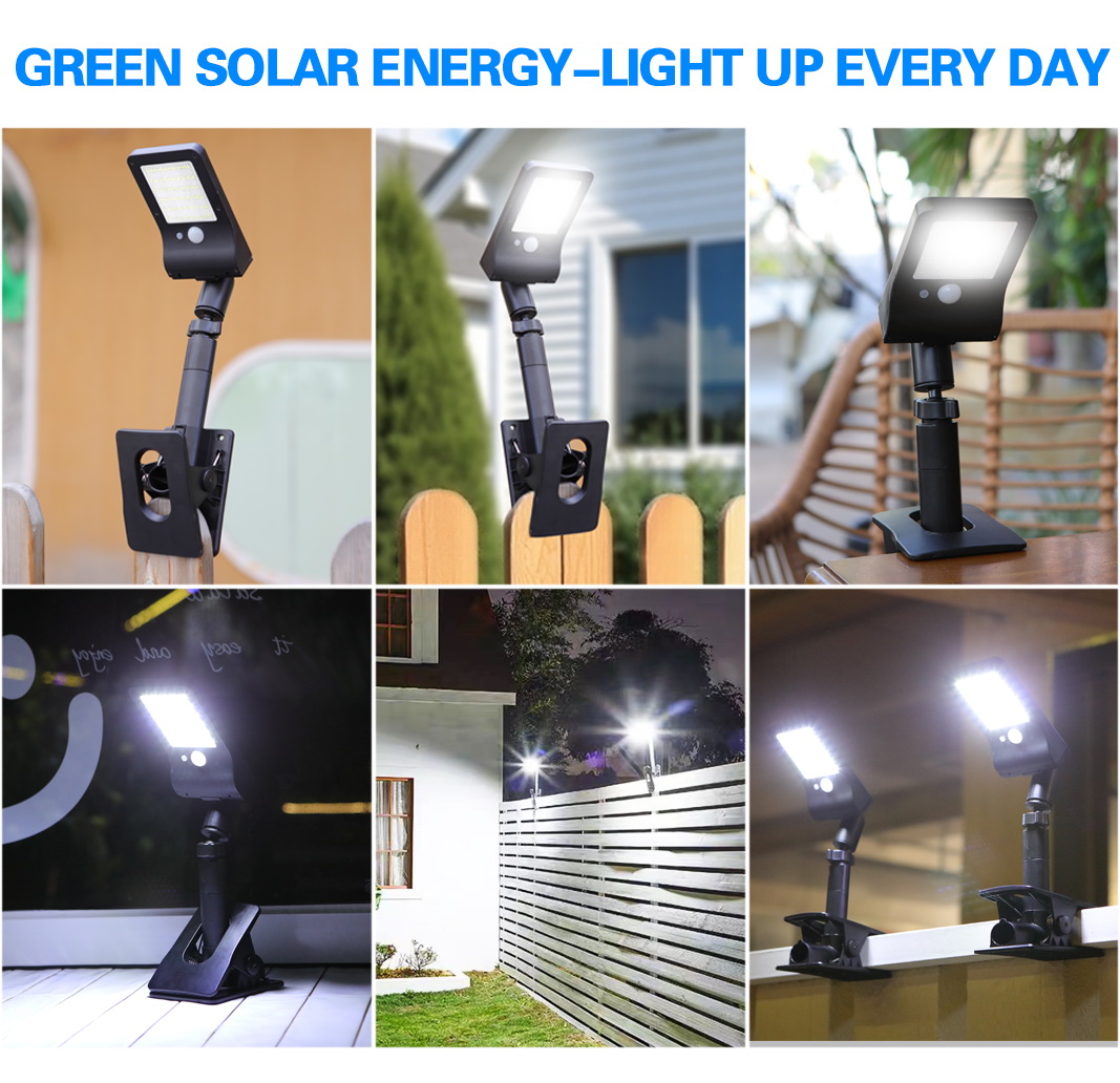 Super Bright Solar Clip Light Outdoor Waterproof Motion Sensor Lamp for ...