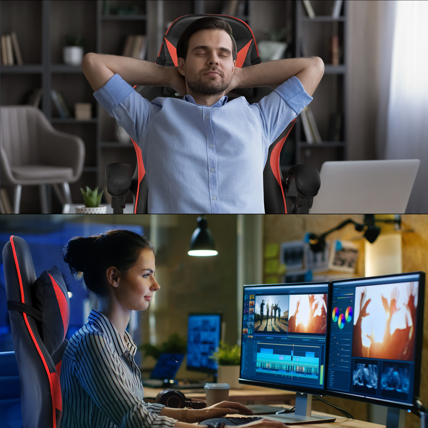 Massage Gaming Chair with Footrest Reclining Ergonomic High Back ...