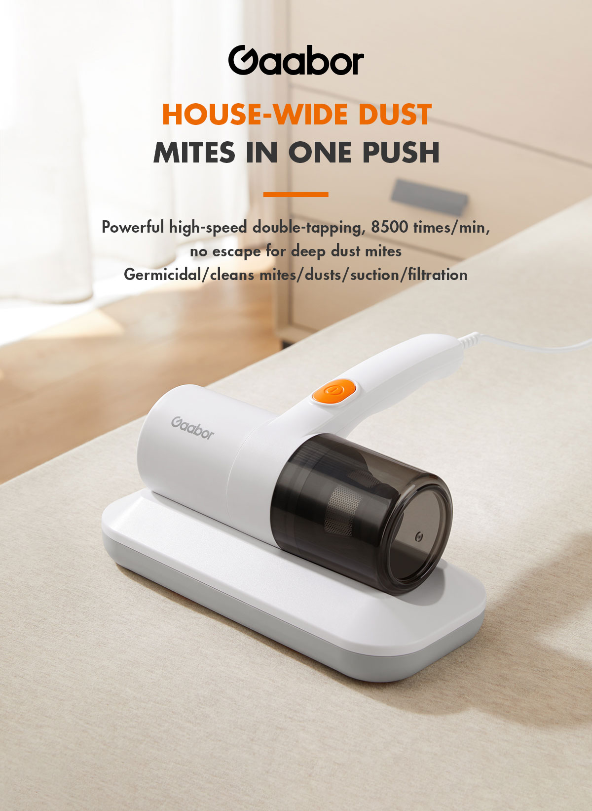 Gaabor Handheld Dust Mite Vacuum Cleaner For Home Mattress Cleaning ...