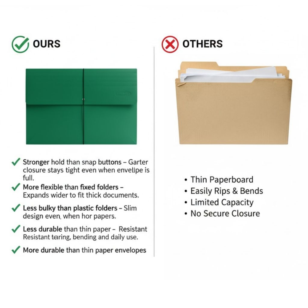 ERC Garterized Expanding Envelope A4 Long Legal Document Folder School ...