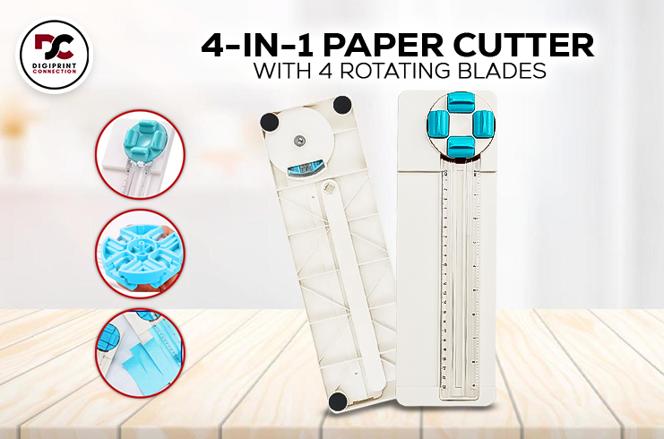 4in1 Paper Cutter with 4 Rotating Blades Flat Wave Dot Crease ...