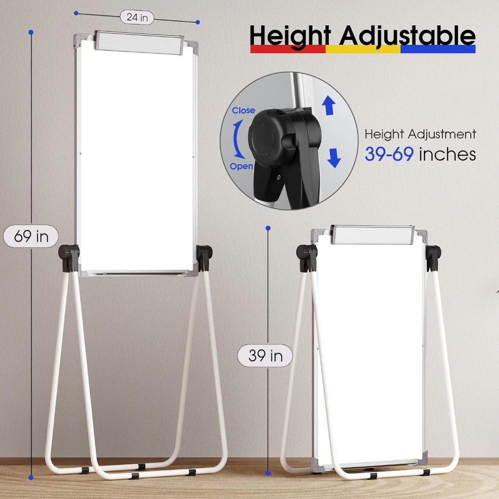 White Board Magnetic Flip Chart Whiteboard With Stand Dual-Sided Easy ...