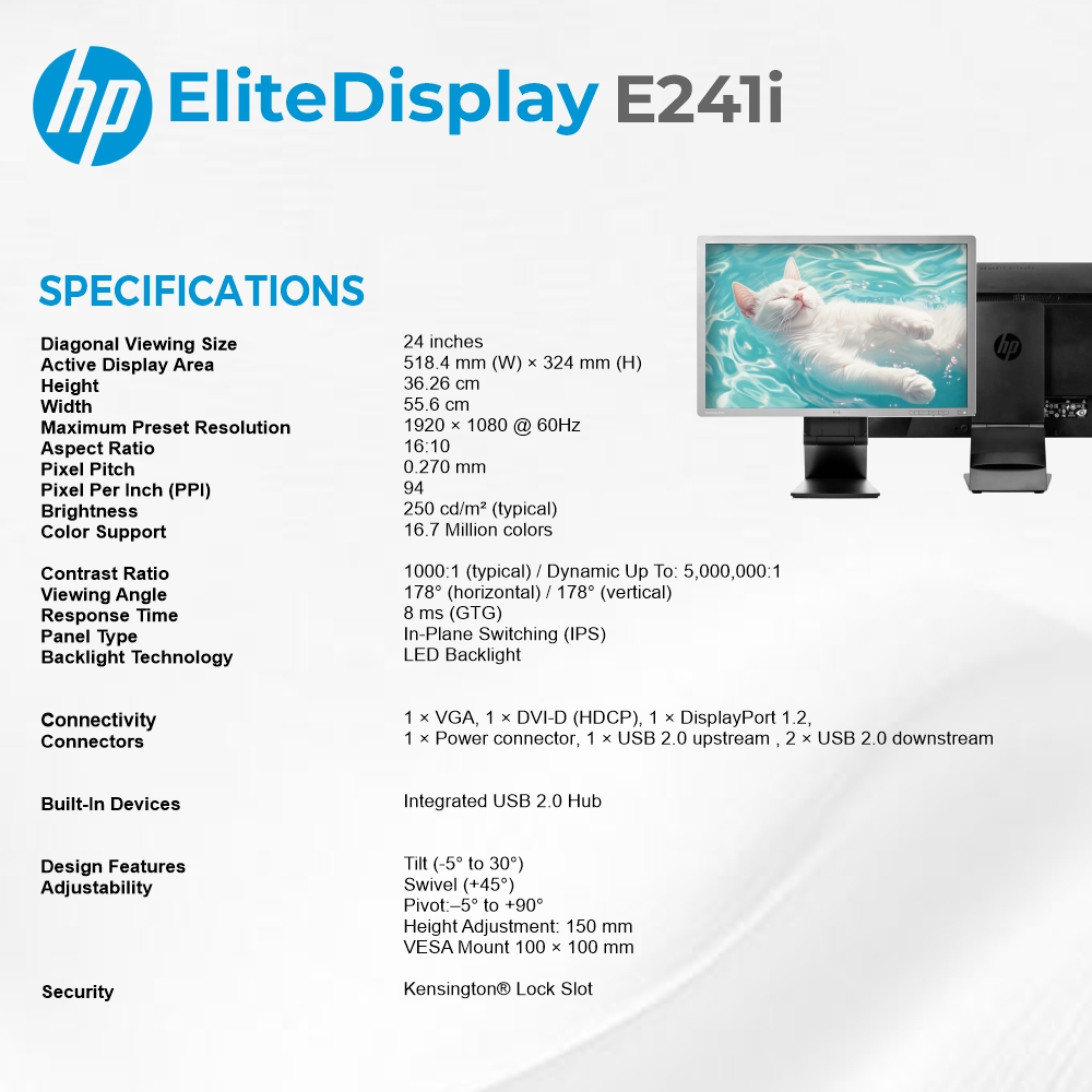 HP 24" EliteDisplay E241i IPS PIVOT Function LED Monitor | Shopee ...