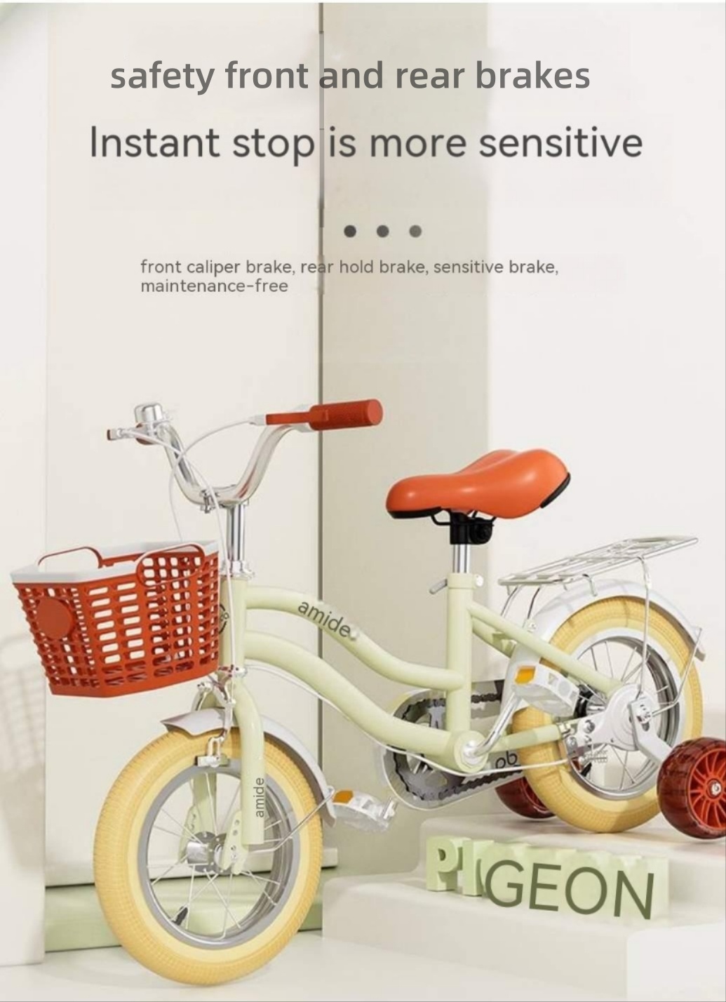 LUANDA Bike For Kids Girl With Front Basket Kids Bike For 12 /14/16" Inch Rubber Wheels On Stock ...