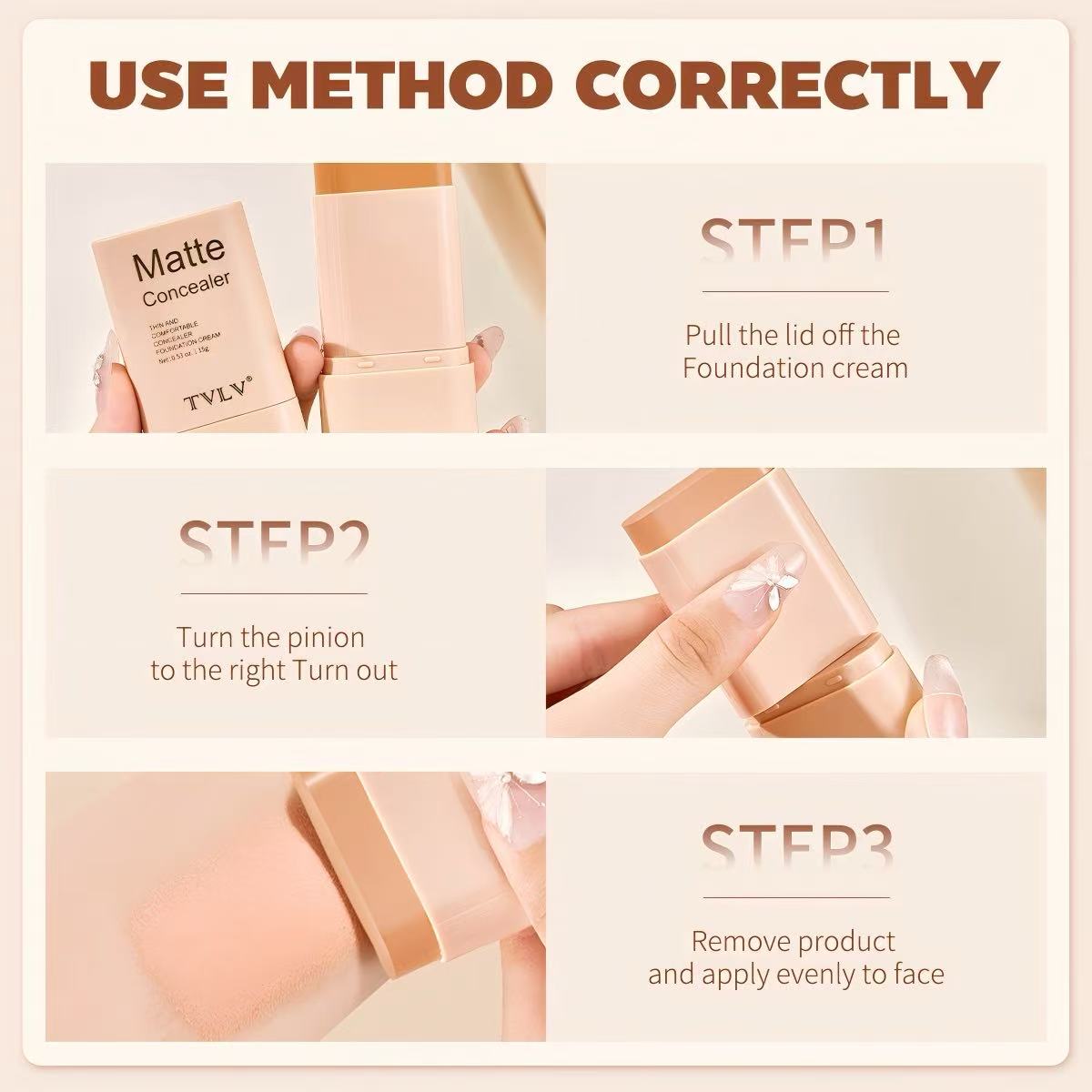 【TVLV】Double-ended foundation stick - moisturizes skin, conceals ...