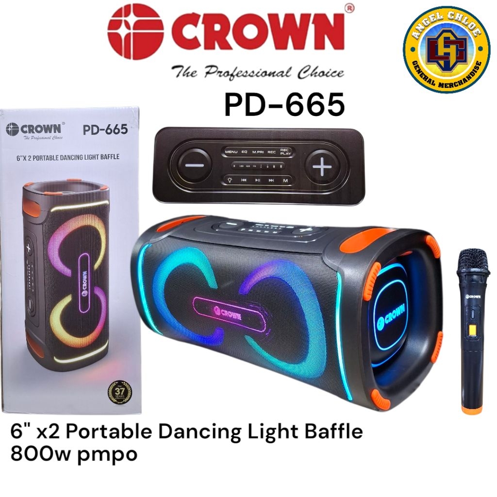Crown PD-665 Portable Dancing Light Baffle Portable Party Speaker ...