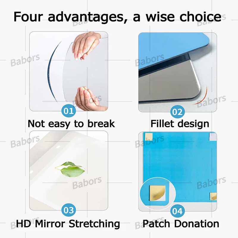Wall adhesive mirror sticker, full-body square glass mirror for ...