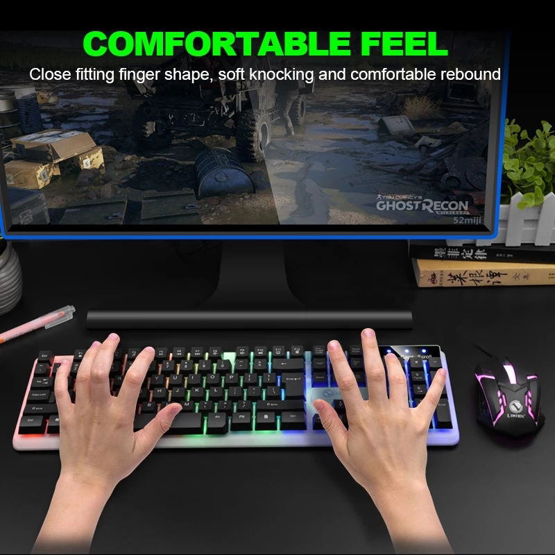 IQUNIX Gtx-350 Colorful Led Gaming Keyboard Mouse Set Illuminated ...