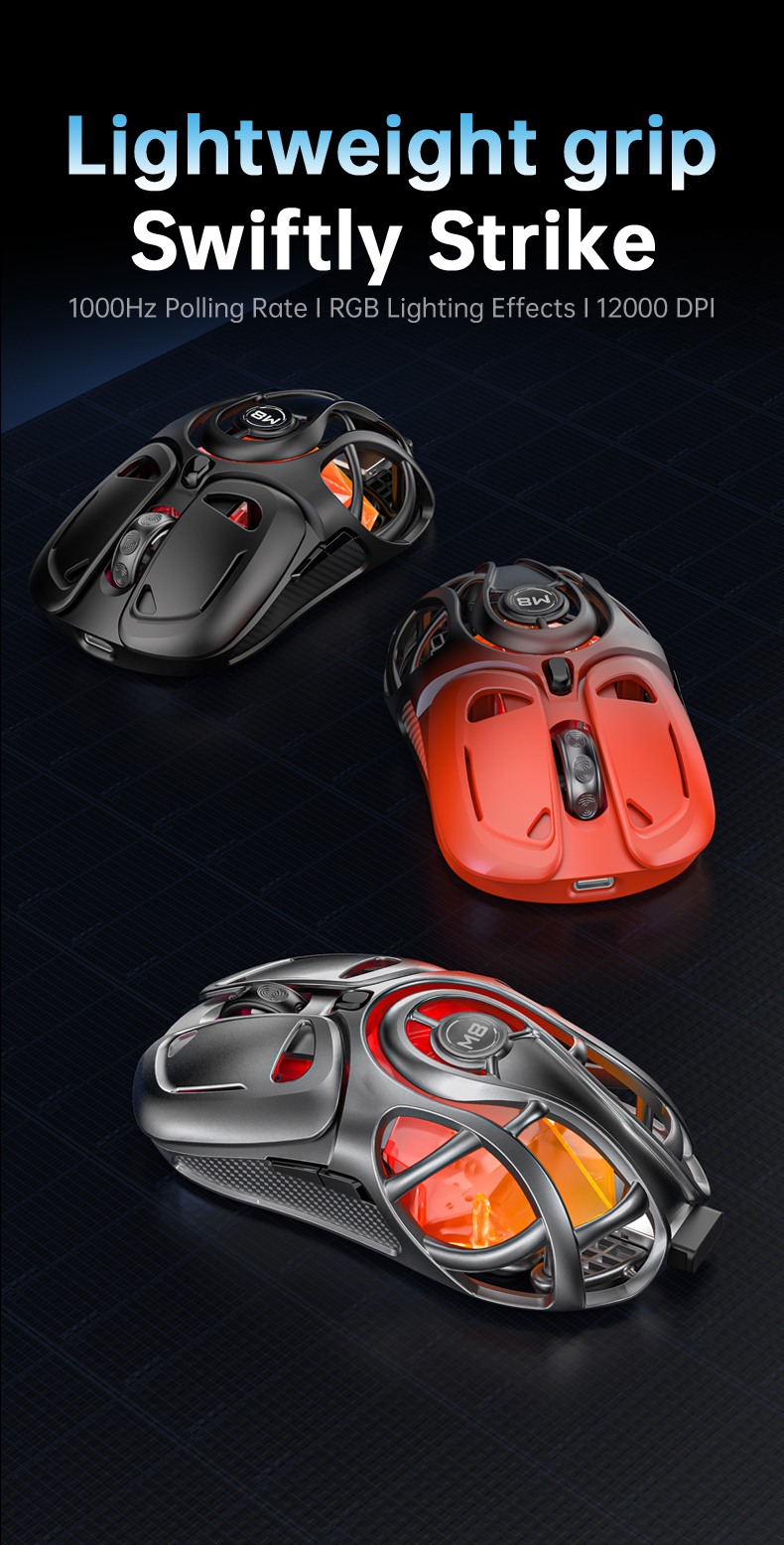 IQUNIX Gaming Mouse 2.4G Bluetooth USB 12000 DPI RGB Backlight ...