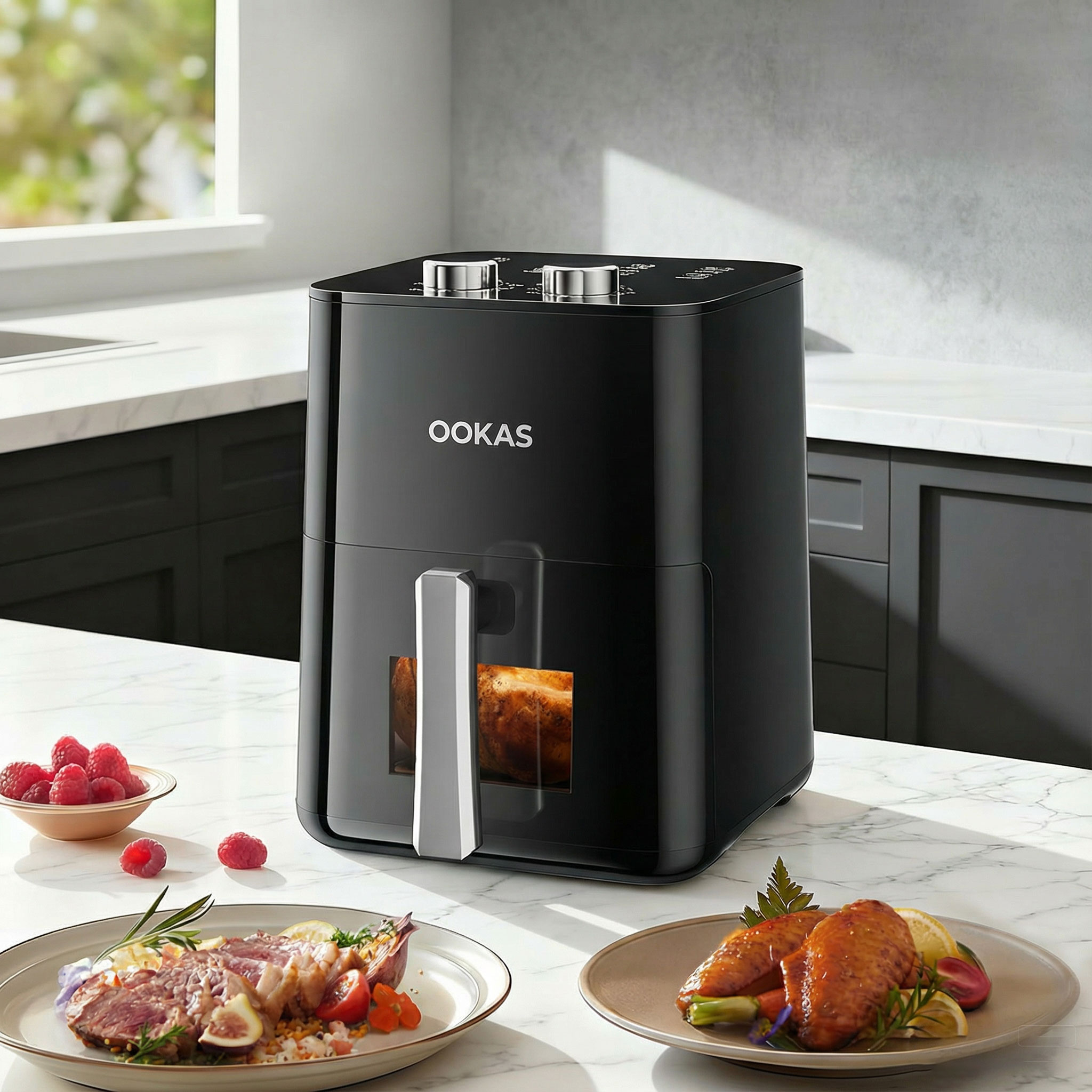 OOKAS Air Fryer Super Large Capacity Oil-Free Cooker Multi-Function Air ...
