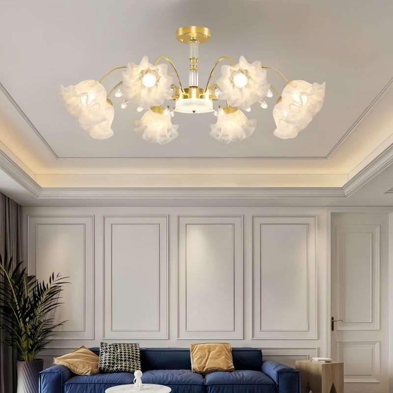 【Free Bulb】Chandelier Tricolor Ceiling Light for Living Room Hanging ...