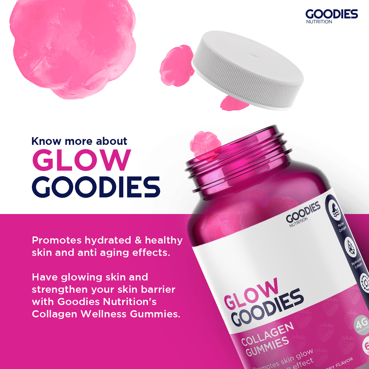 GOODIES NUTRITION Collagen Gummies [ Glow Goodies ] 1 bottle (60 ...