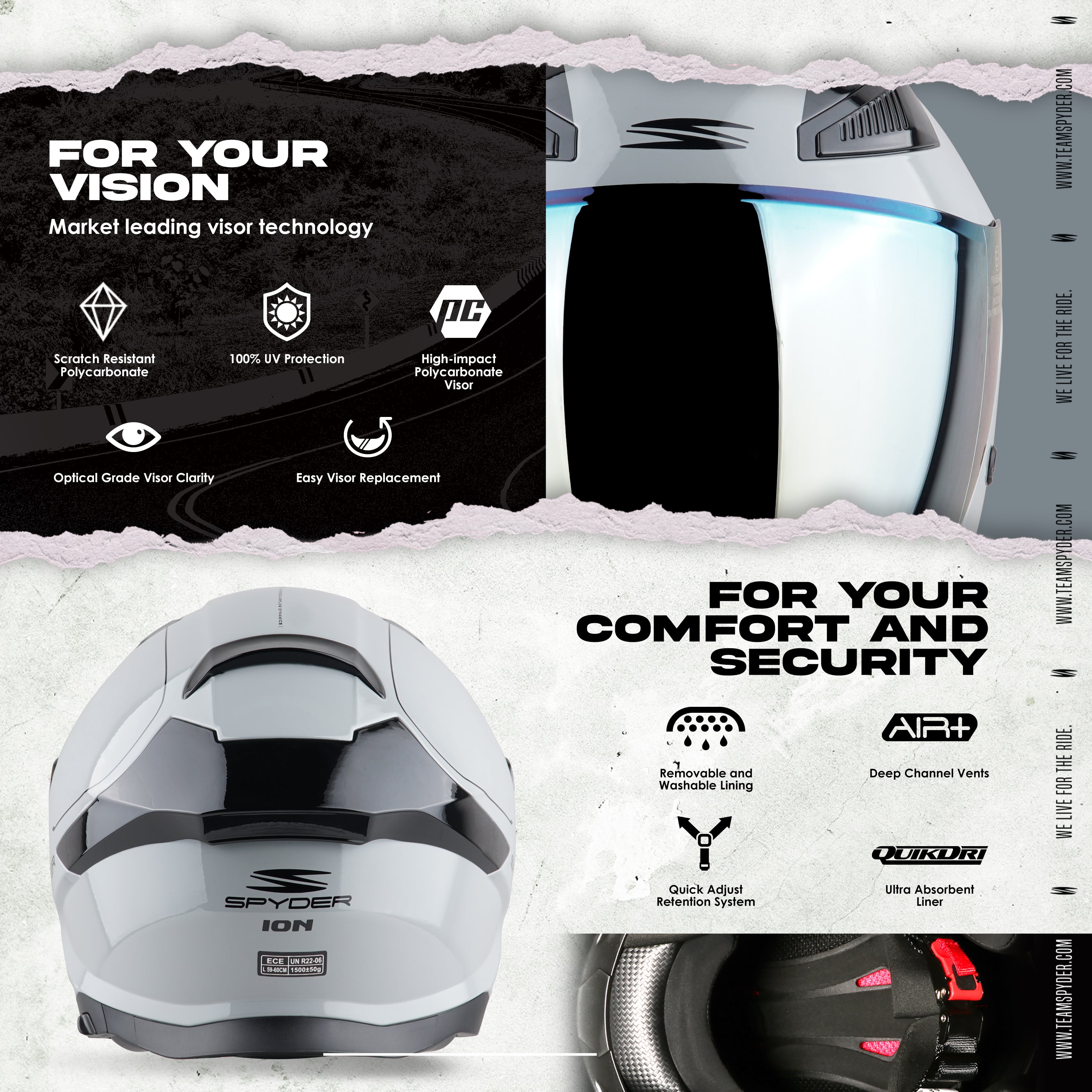 Spyder Ion PD S0 V2 Open Face Dual Visor Motorcycle Helmet | ECE ...