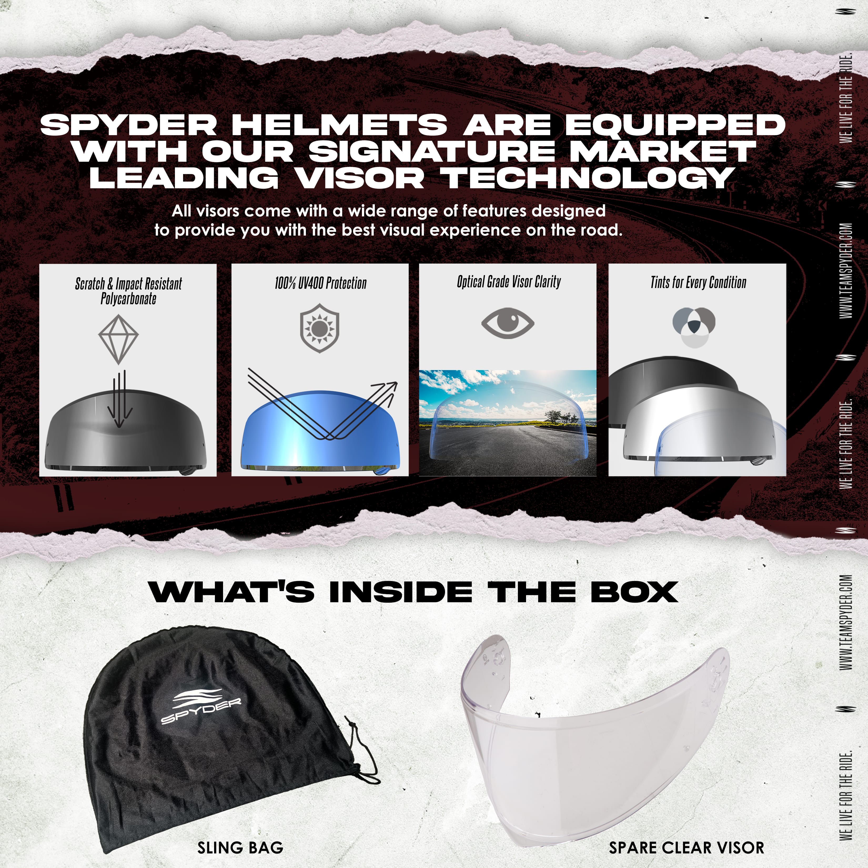 Spyder PHANTOM GD S1 MAZE Modular Dual Visor Motorcycle Helmet | ECE ...