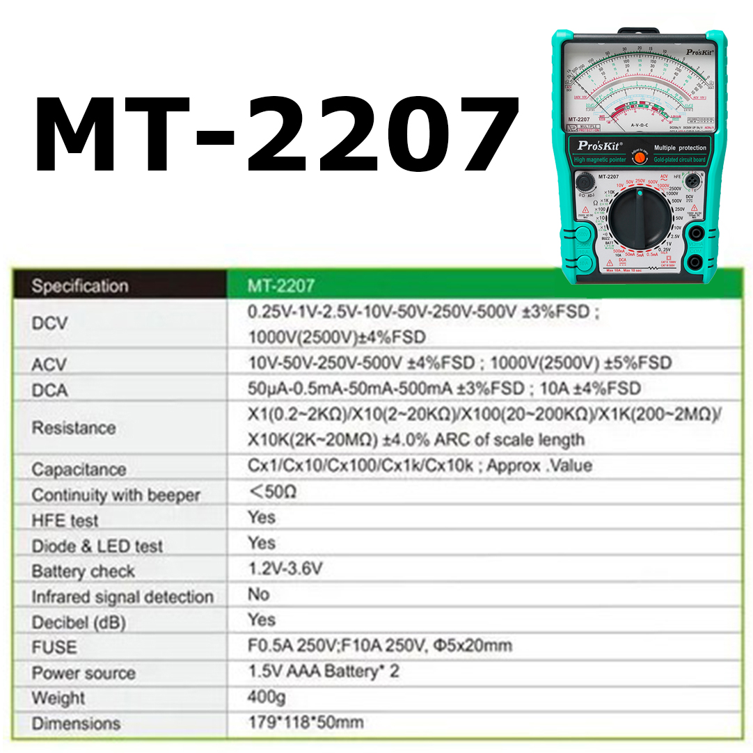 Proskit Analog Multimeter Tester Multitester Voltmeter Ammeter MT-2208 ...