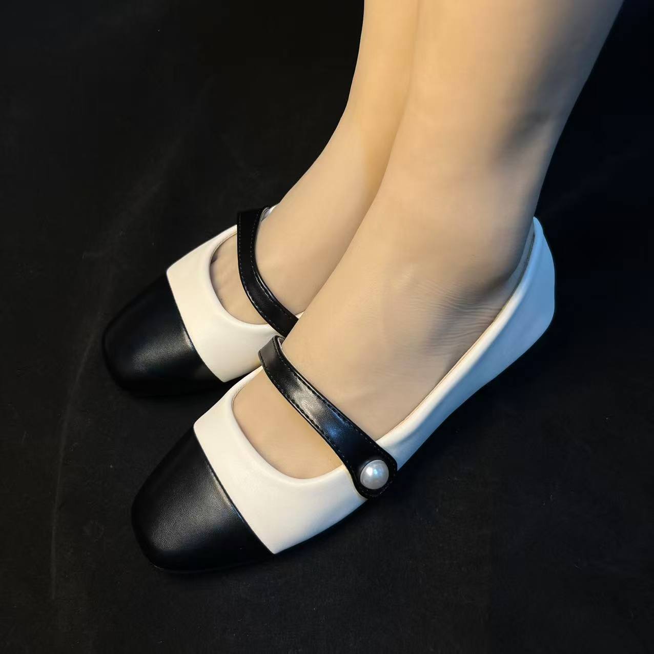 Women's Mary Janes Leather Splicing Casual Comfy Soft Lightweight Doll ...