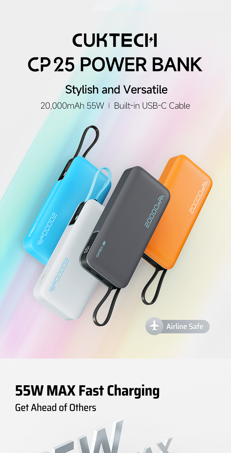 CUKTECH 20000mAh with Fast-Charging Cable 55W Laptop-Grade 4 Colors ...