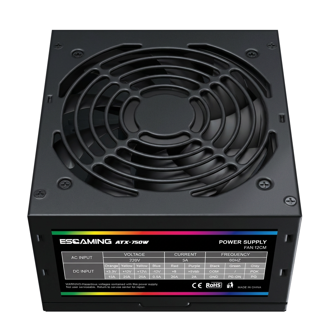 Esgaming 750W ATX PSU Computer Power Supply Long Wire Full Modular For ...