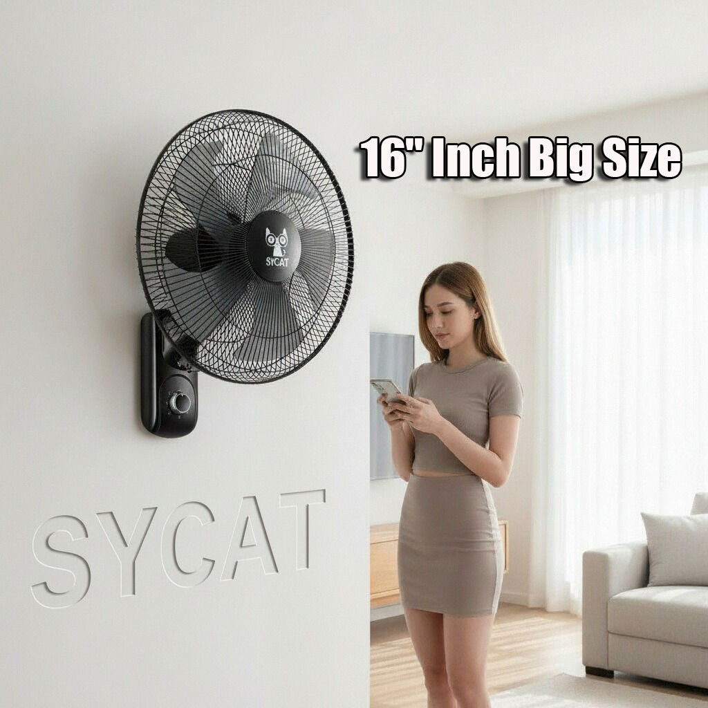 SYCAT-18BR Wall Fan 16" Inch Electric Fan 5 Blade Clip Fan Shaking Head ...