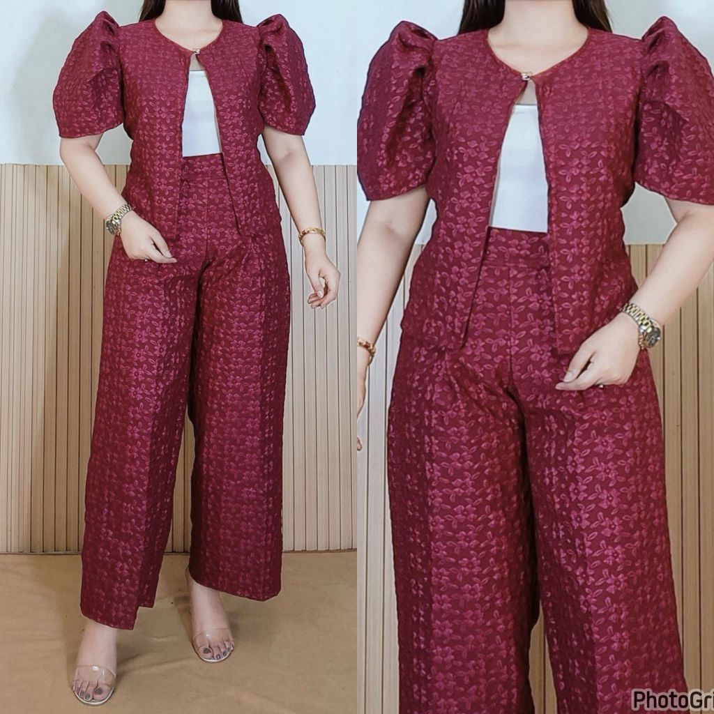 FILIPINIANA BOLERO TERNO(inner not included)GARTERIZED PANTS/WITH 2SIDE ...
