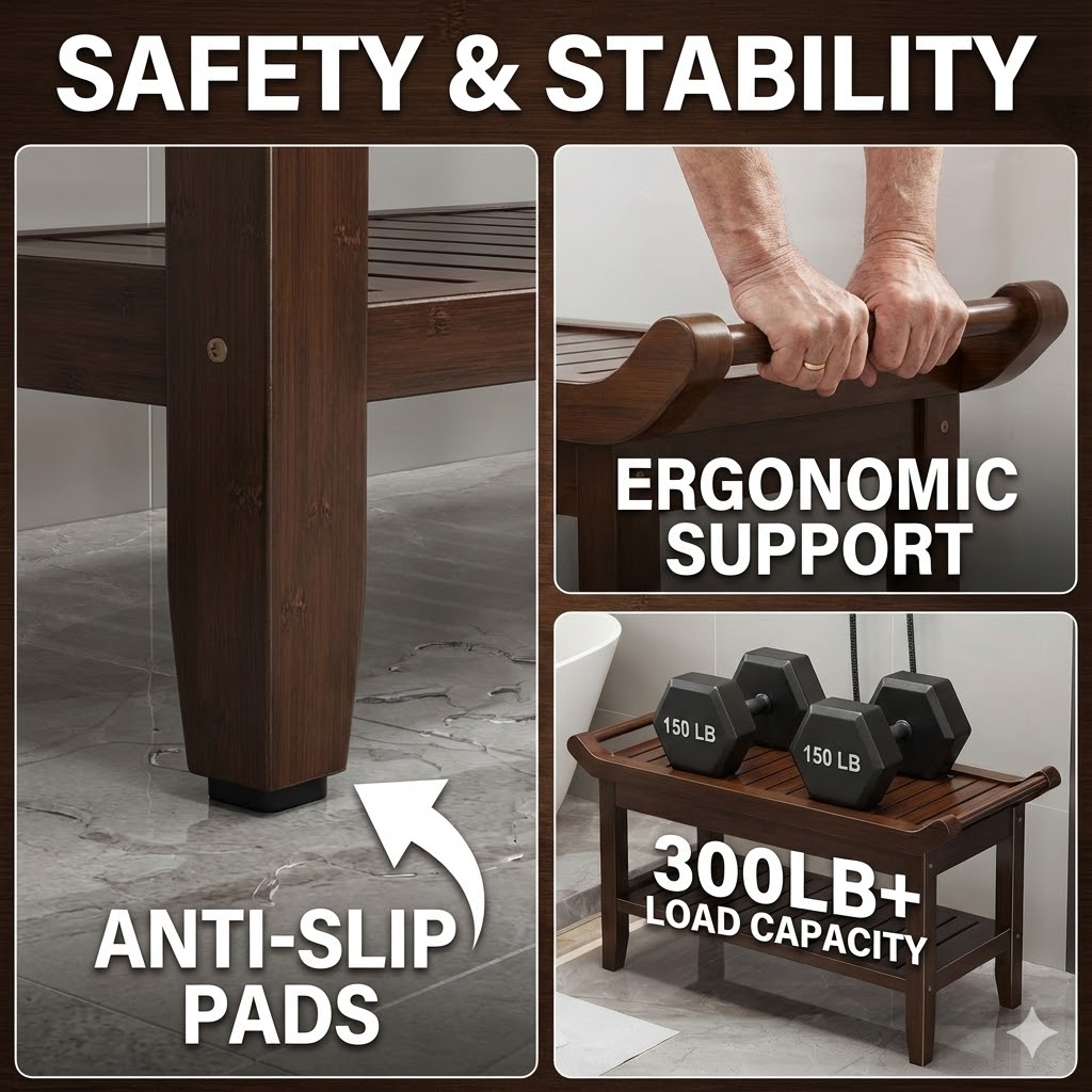 Wooden Bath Stool Thick Low Stool Sturdy And Durable Anti Slip Stool ...