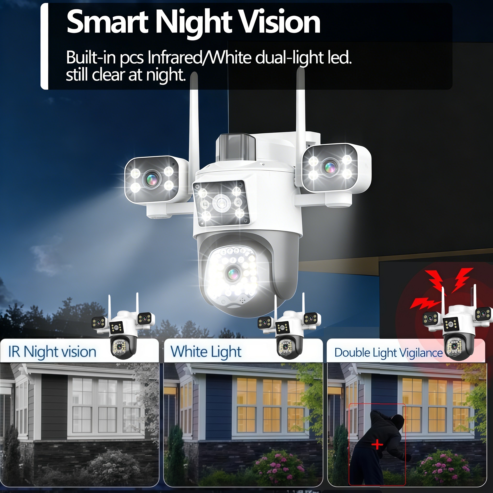 XIAOMI AI 4K HD CCTV Camera 3 Lens WIFI/4G Color Night Vision 2-Way ...