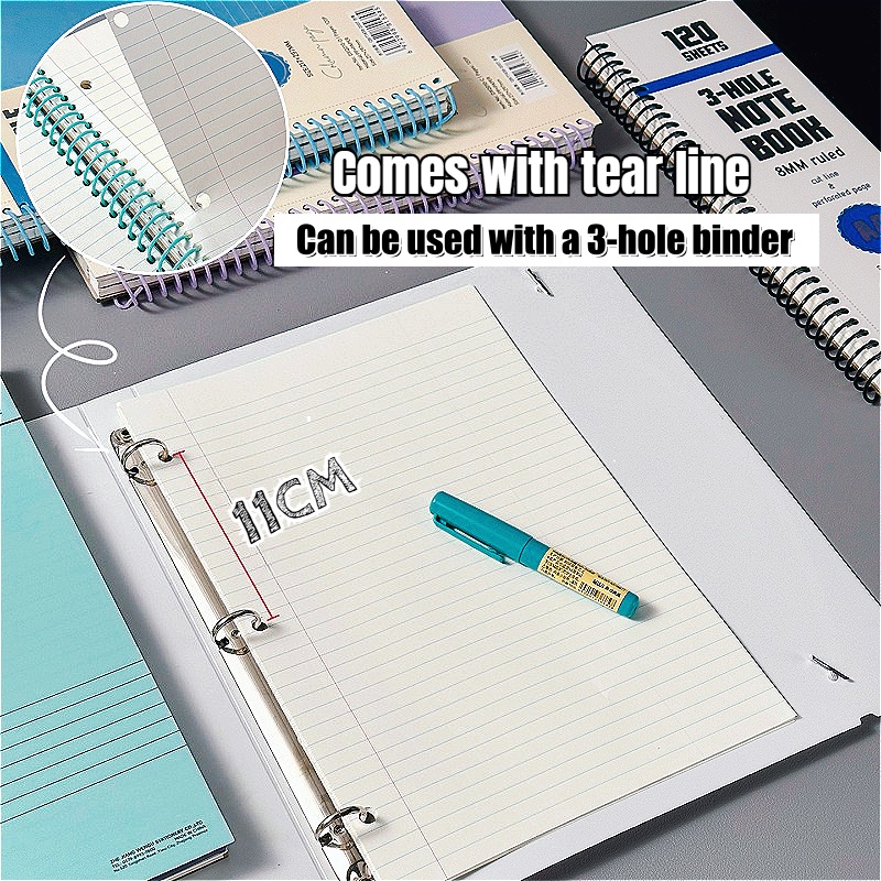A4 Size Soft Ring Notebooks 120Sheets Spiral Notebook Binder Notebook ...